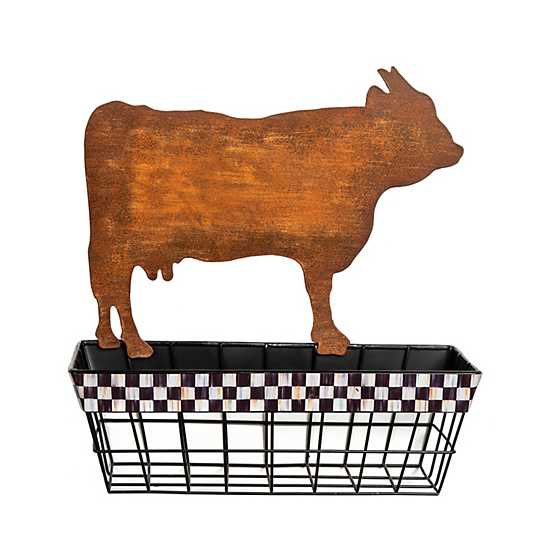 Courtly Check Cow Wall Basket - Mackenzie-Childs Courtly Check Cow Wall Basket - Mackenzie-Childs