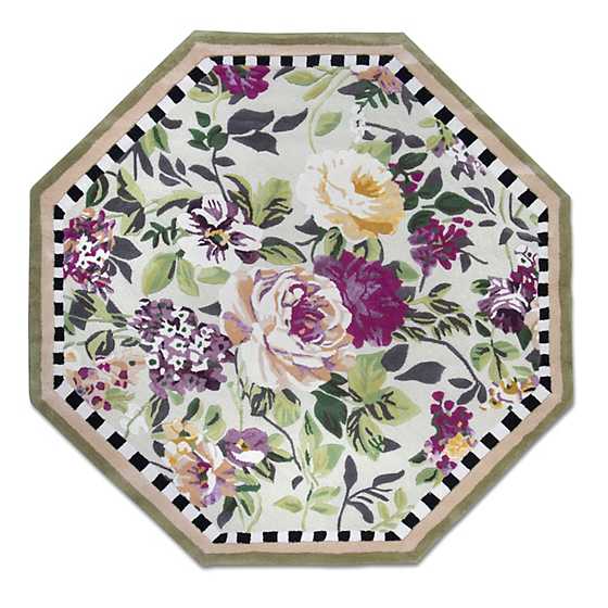 Tudor Rose Rug - 6' Octagon - Silver Fern - Mackenzie-Childs